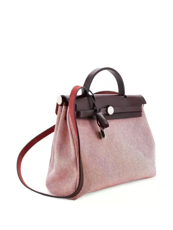 Hermès Herbag Zip Criss Viking Toile And Leather 31 Shoulder Bag - Red