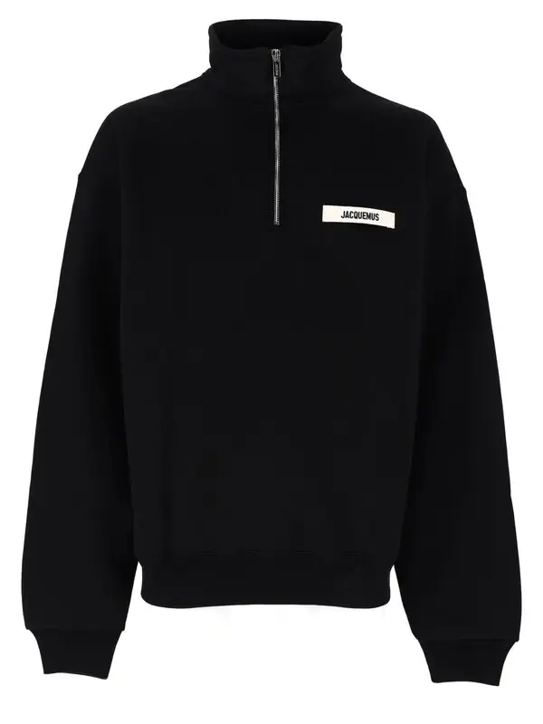 Jacquemus Felpa Con Logo E Zip - Black