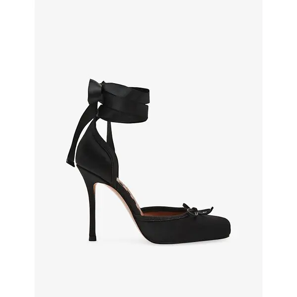Steve Madden Larina Satin Strappy High Heel Shoes - Black