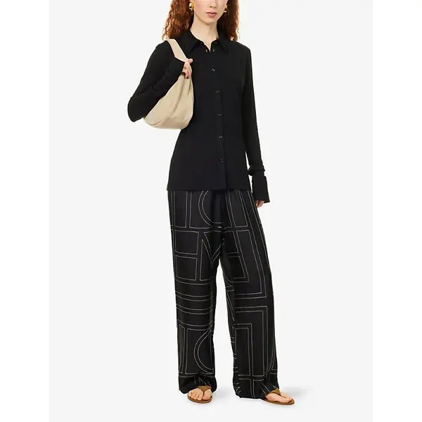TOTEME Classic Collar Long Sleeve Stretch Jersey Shirt