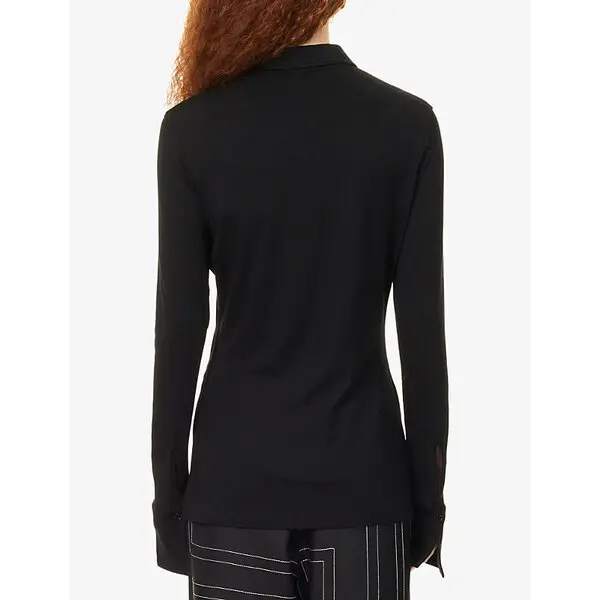 TOTEME Classic Collar Long Sleeve Stretch Jersey Shirt