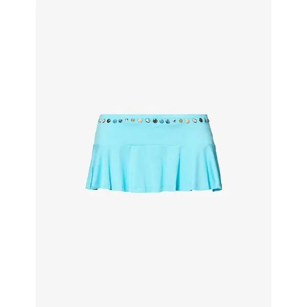 JADED LONDON Stud-embellished Jersey Mini Skort