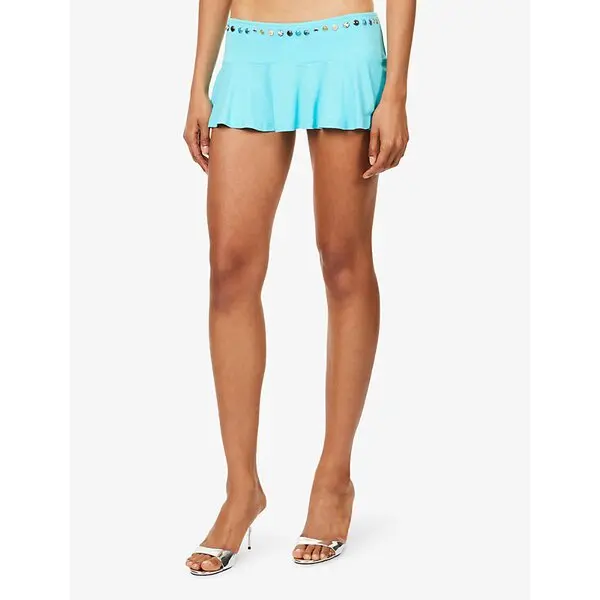 JADED LONDON Stud-embellished Jersey Mini Skort