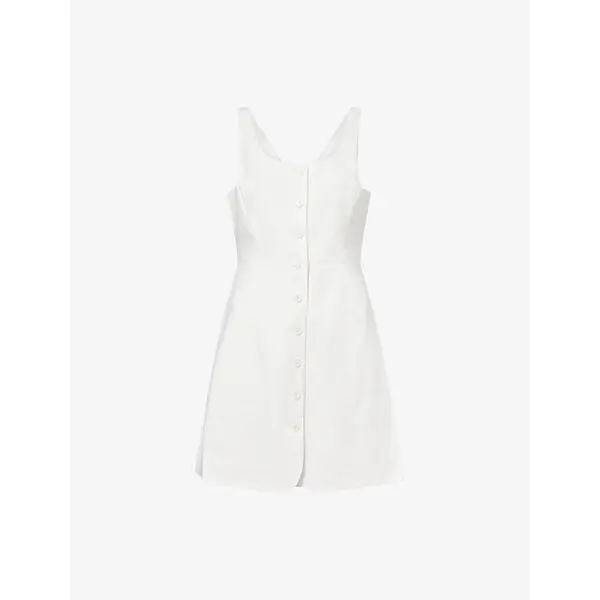 Theory Scoop Neck Button-up Linen Mini Dress