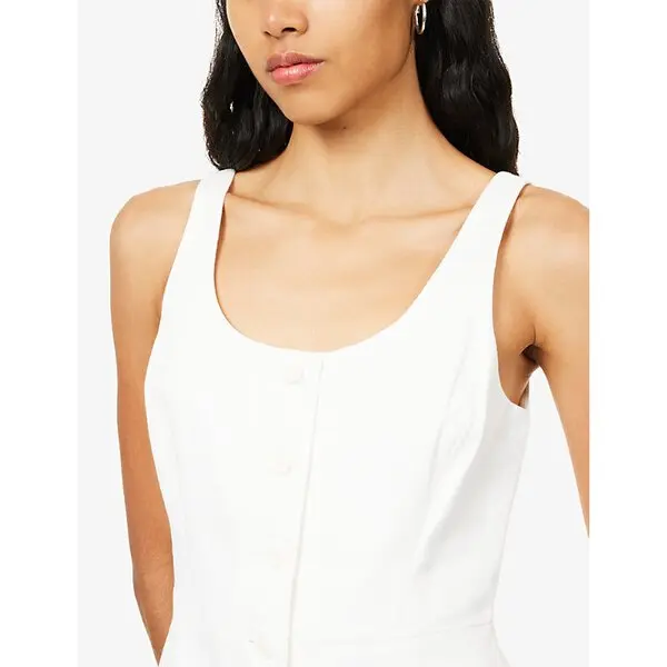 Theory Scoop Neck Button-up Linen Mini Dress