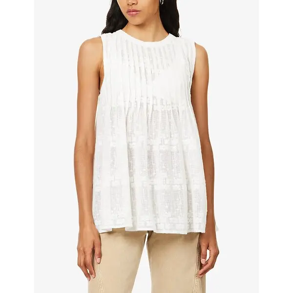 Free People Moon Magic Pleated Cotton-blend Top