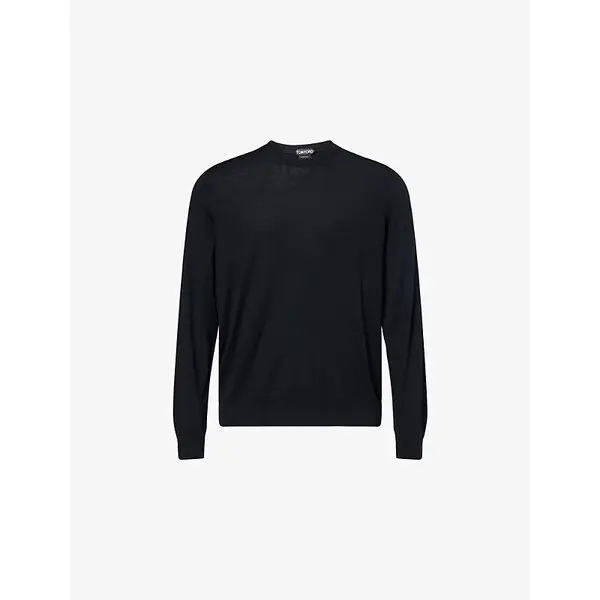 TOM FORD Crewneck Long Sleeve Wool Jumper - Black
