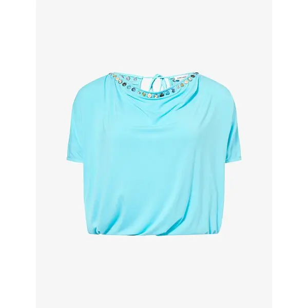 JADED LONDON Studded Open-back Jersey Top