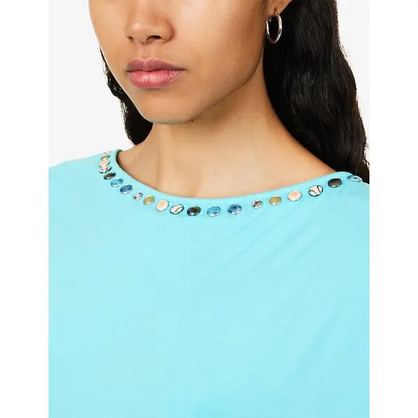 JADED LONDON Studded Open-back Jersey Top