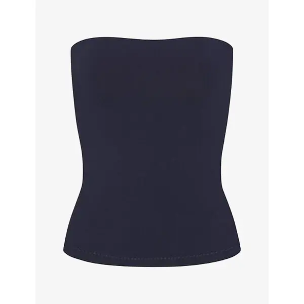 SKIMS Strapless Cotton-jersey Tube Top - Navy