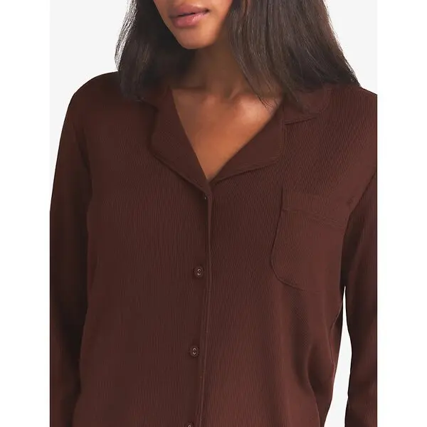 SKIMS Soft Lounge Long-sleeve Stretch-modal Pajama Set - Cocoa
