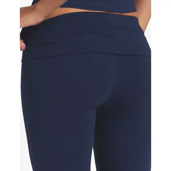 SKIMS Foldover Cotton-jersey Flared Trousers - Navy