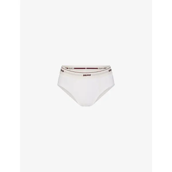 SKIMS Cotton Rib Stretch-cotton Briefs - Chalk