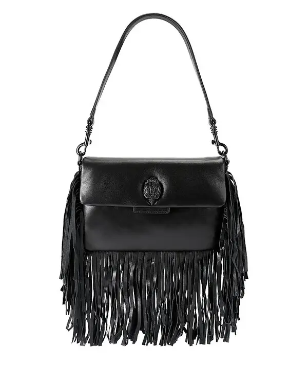 Kurt Geiger Oxford Fringe Small Leather Shoulder Bag - Black