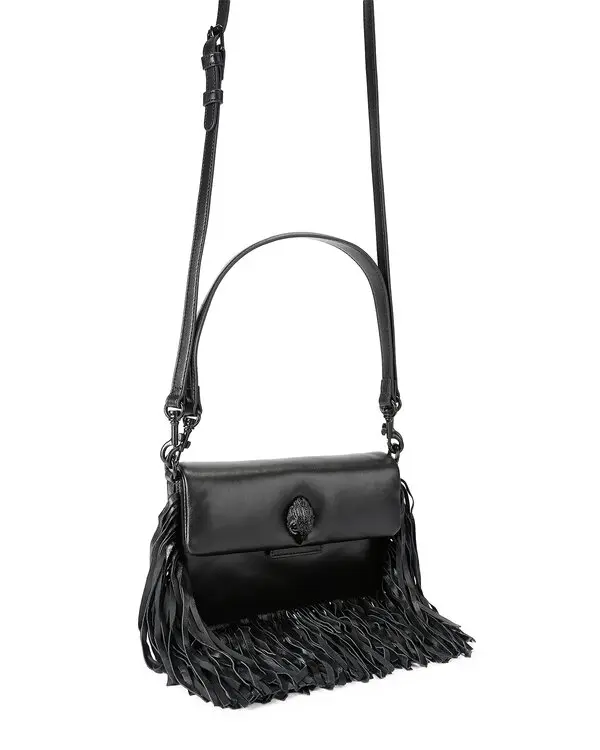 Kurt Geiger Oxford Fringe Small Leather Shoulder Bag - Black