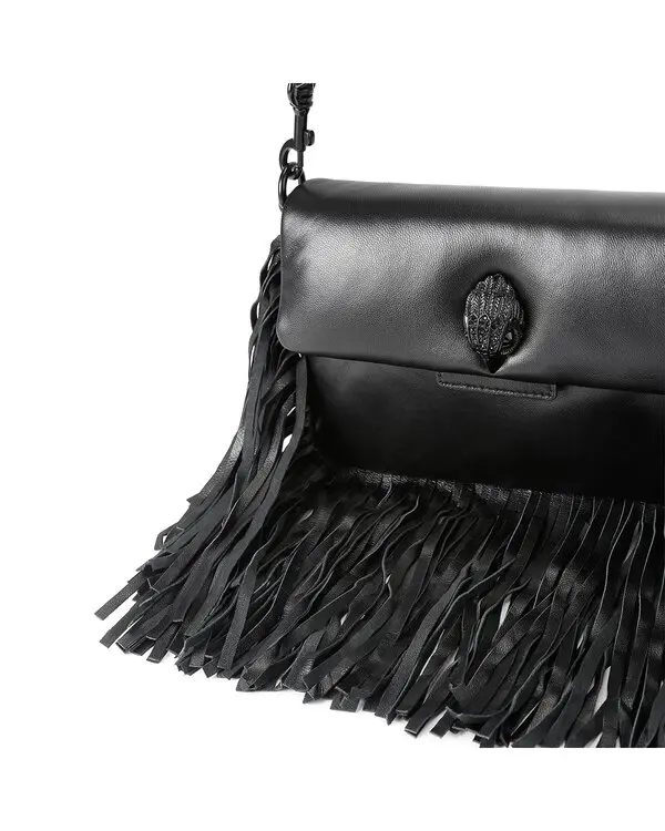 Kurt Geiger Oxford Fringe Small Leather Shoulder Bag - Black
