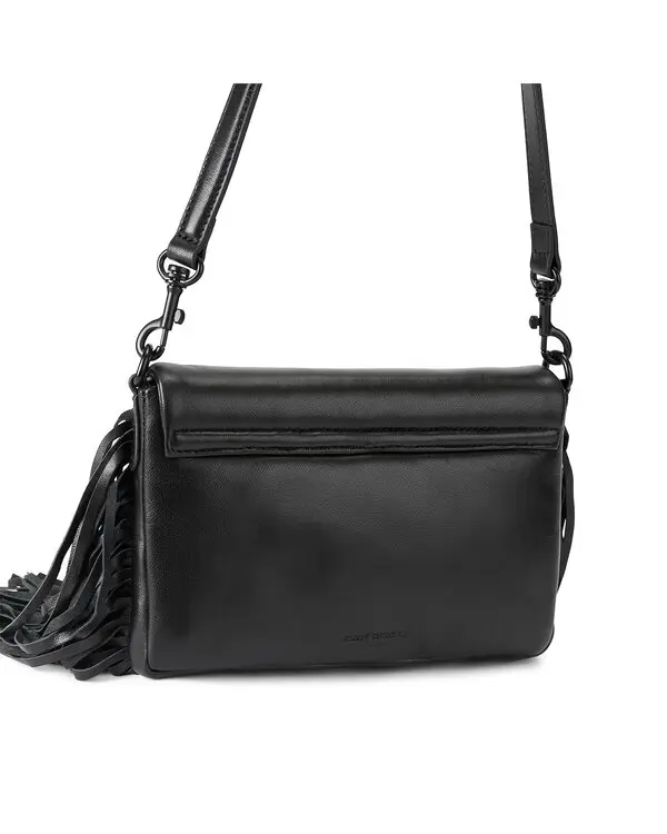 Kurt Geiger Oxford Fringe Small Leather Shoulder Bag - Black