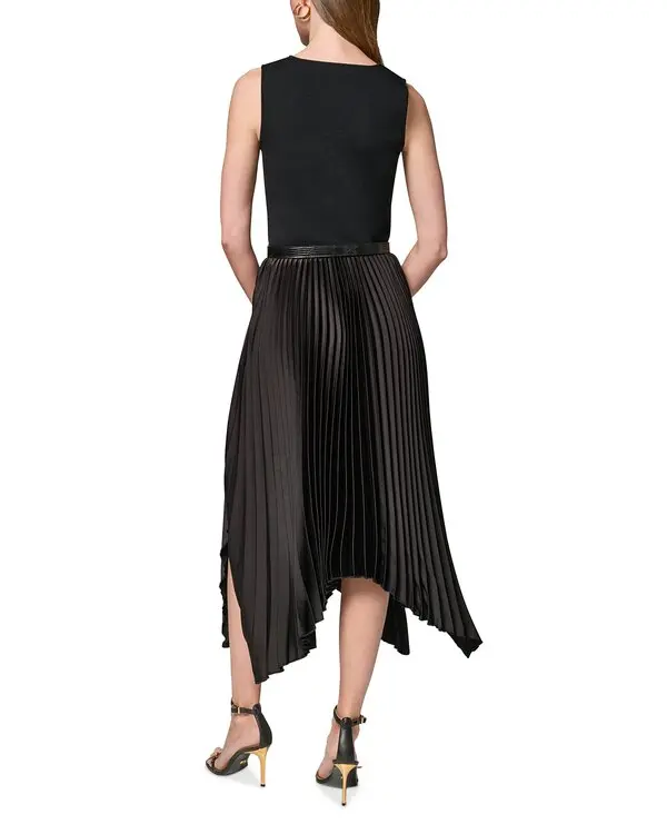 Donna Karan New York Mixed Media Pleated Midi Dress