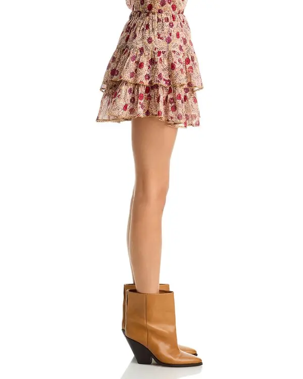 Isabel Marant Étoile Jocadia Tiered Ruffle Skirt - Ecru/raspberry