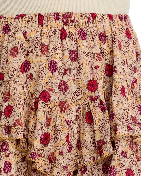 Isabel Marant Étoile Jocadia Tiered Ruffle Skirt - Ecru/raspberry