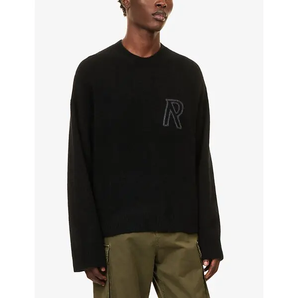 REPRESENT Intarsia-logo Brushed Knitted Jumper