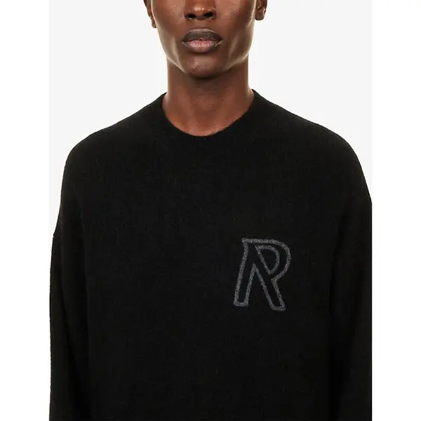 REPRESENT Intarsia-logo Brushed Knitted Jumper