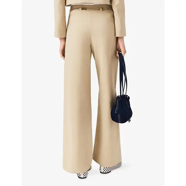 Maje Chain-belt Wide-leg Trousers - Beige