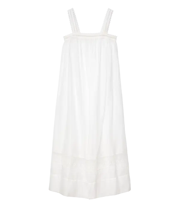 DÔEN Elarie Dress In Organic Cotton Voile With Embroidery And Lace