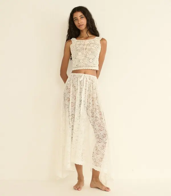 DÔEN Theresa Hand-crocheted Heirloom Top With Square Neckline And Open Back