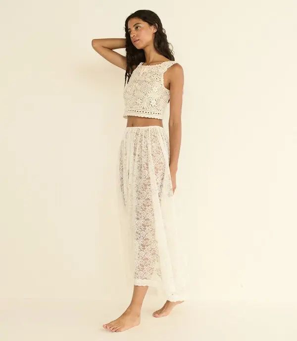 DÔEN Theresa Hand-crocheted Heirloom Top With Square Neckline And Open Back