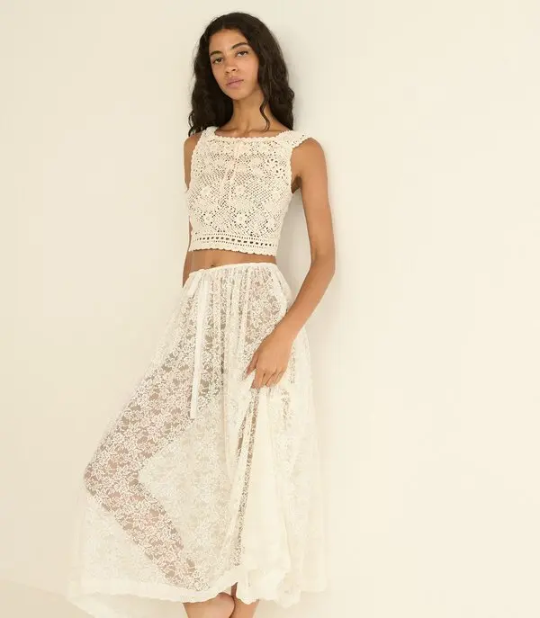 DÔEN Theresa Hand-crocheted Heirloom Top With Square Neckline And Open Back