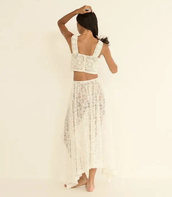 DÔEN Theresa Hand-crocheted Heirloom Top With Square Neckline And Open Back