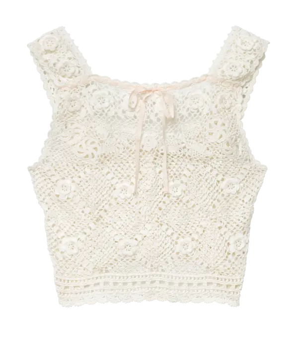DÔEN Theresa Hand-crocheted Heirloom Top With Square Neckline And Open Back