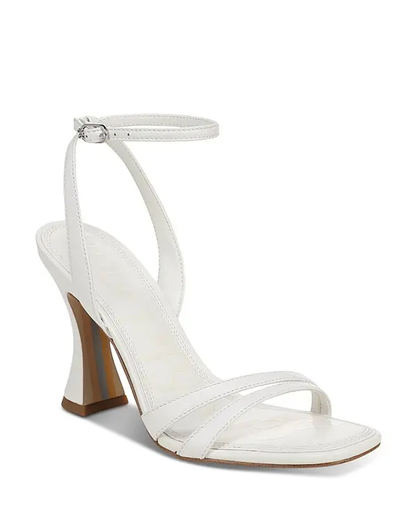 Sam Edelman Leather Strappy Heeled Sandals - Bright White