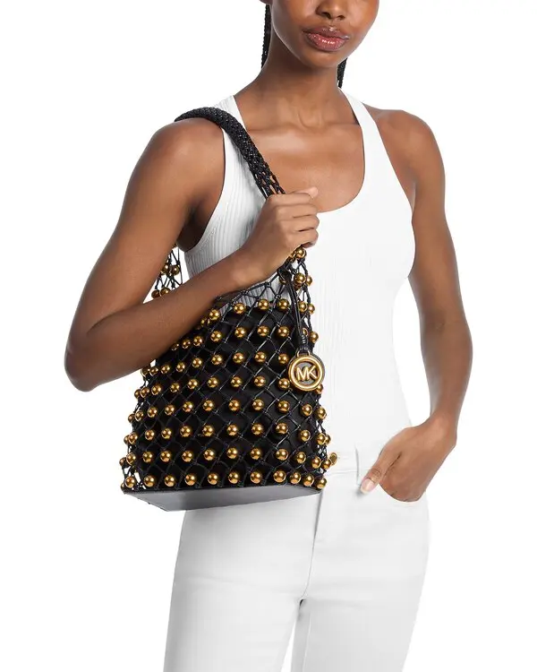 Michael Kors Gwen Small Woven Hobo Bag - Black