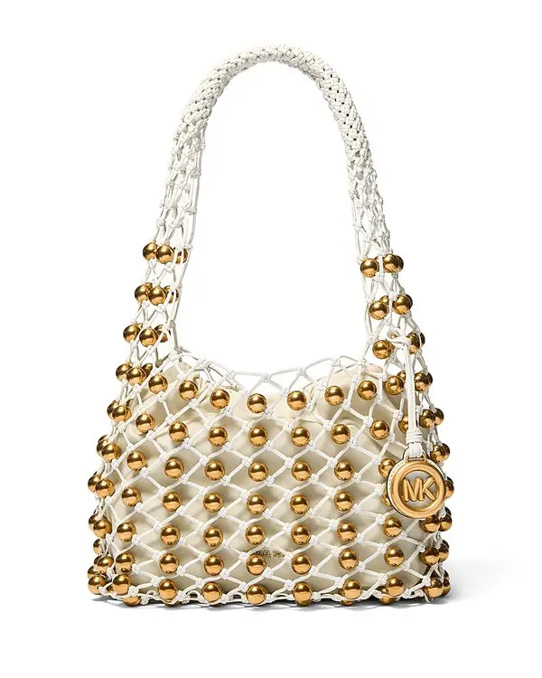 Michael Kors Gwen Small Woven Hobo Bag - Eggshell