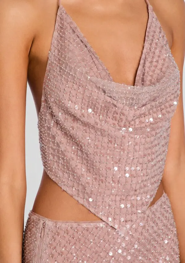 Retrofete Bethely Sequin Halter Top