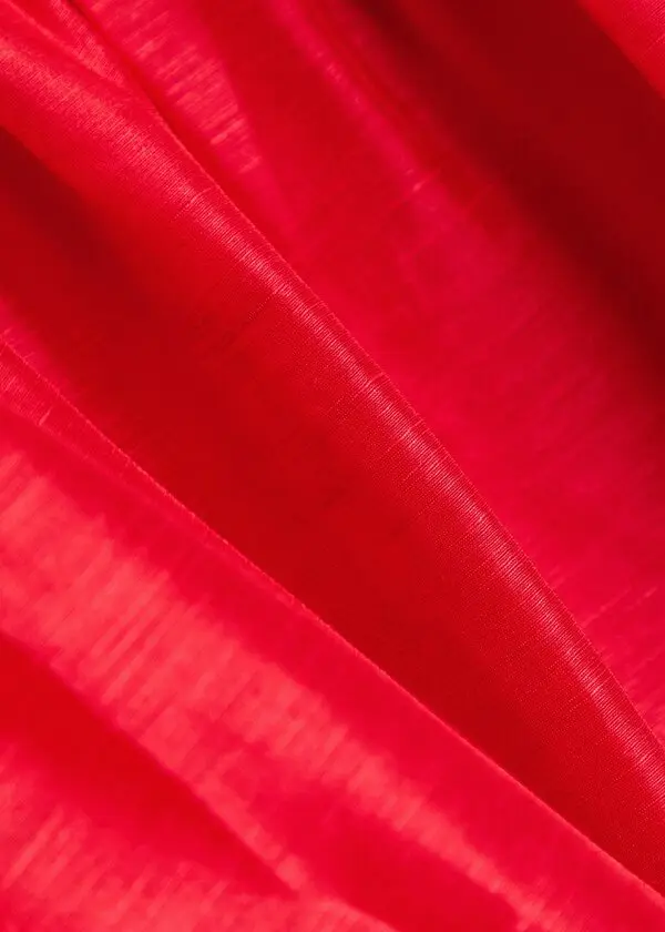 Tory Burch Pleated Linen And Silk-blend Maxi Dress - Bright Red