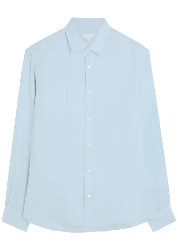 Sunspel Linen Shirt - Light Blue