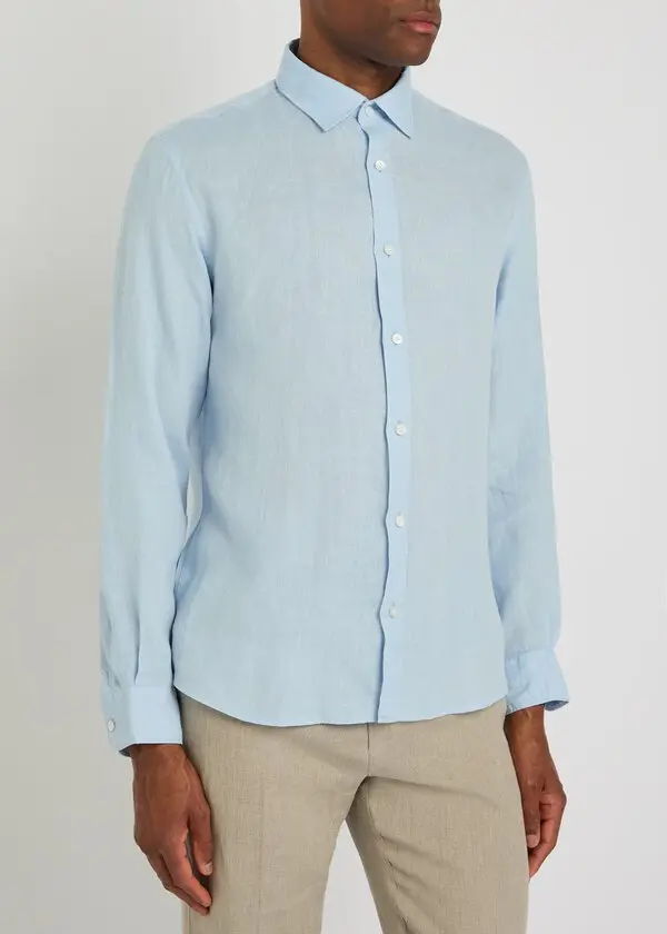 Sunspel Linen Shirt - Light Blue