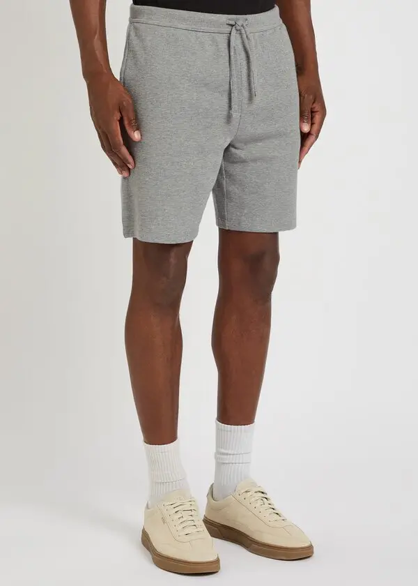 BOSS Logo Embroidered Waffle Cotton-blend Shorts