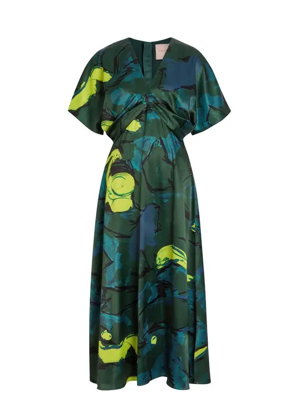 ROKSANDA Sadee Printed Satin Midi Dress - Multicoloured