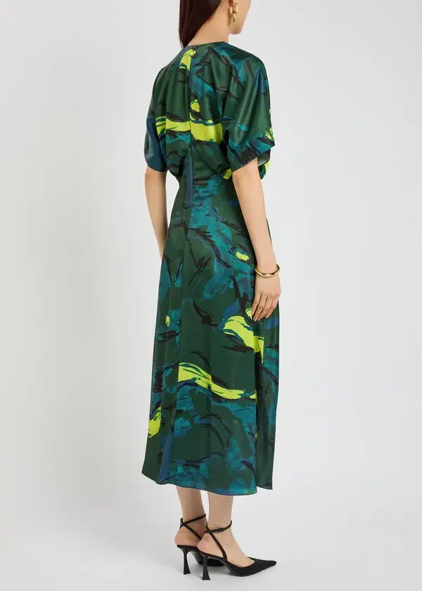 ROKSANDA Sadee Printed Satin Midi Dress - Multicoloured