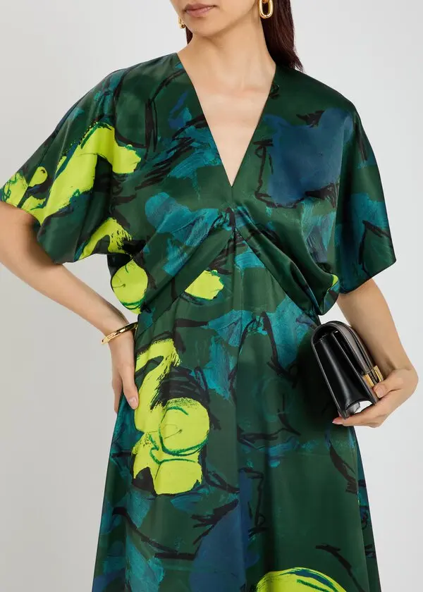 ROKSANDA Sadee Printed Satin Midi Dress - Multicoloured