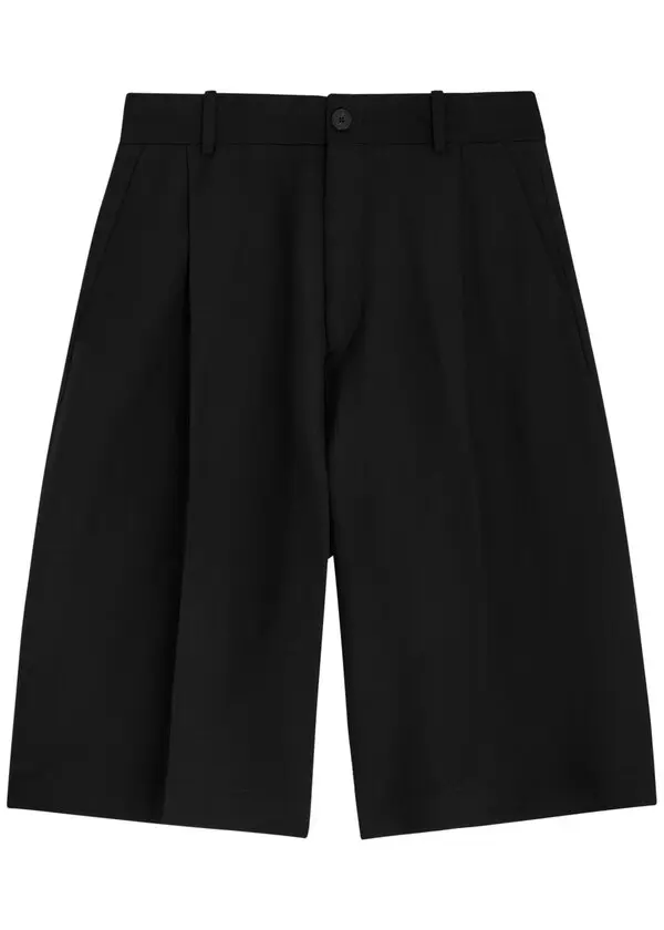 Studio Nicholson Pleated Linen And Wool-blend Shorts