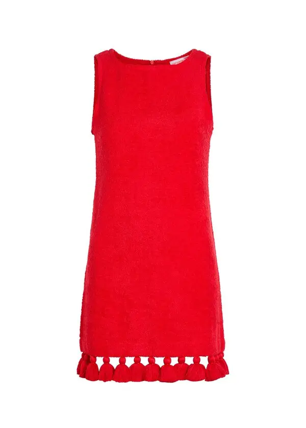 Cap D'antibes Manon Tasseled-hem Terry Mini Dress - Red