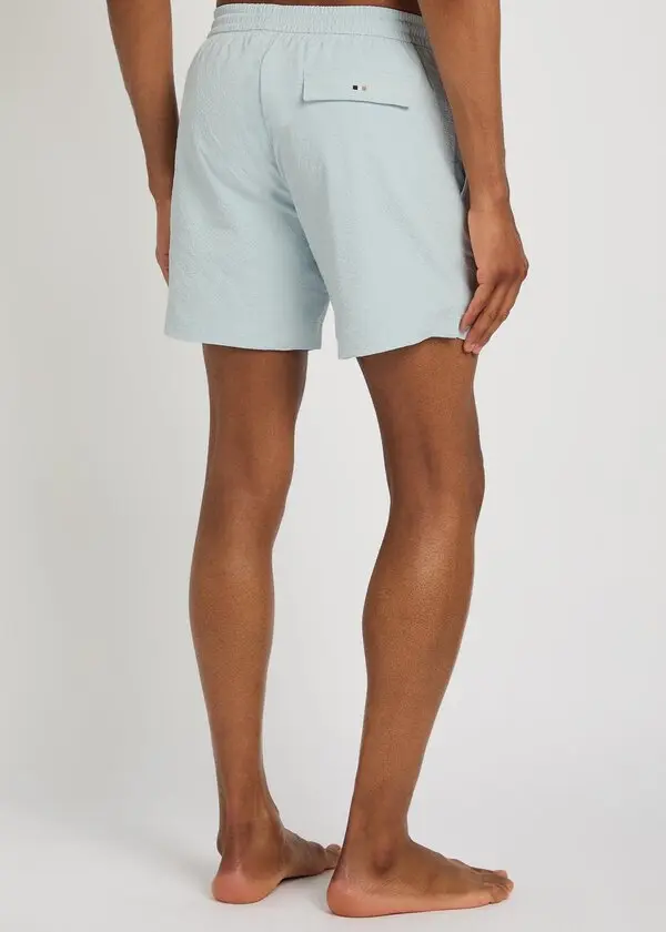 BOSS Stretch-seersucker Swim Shorts