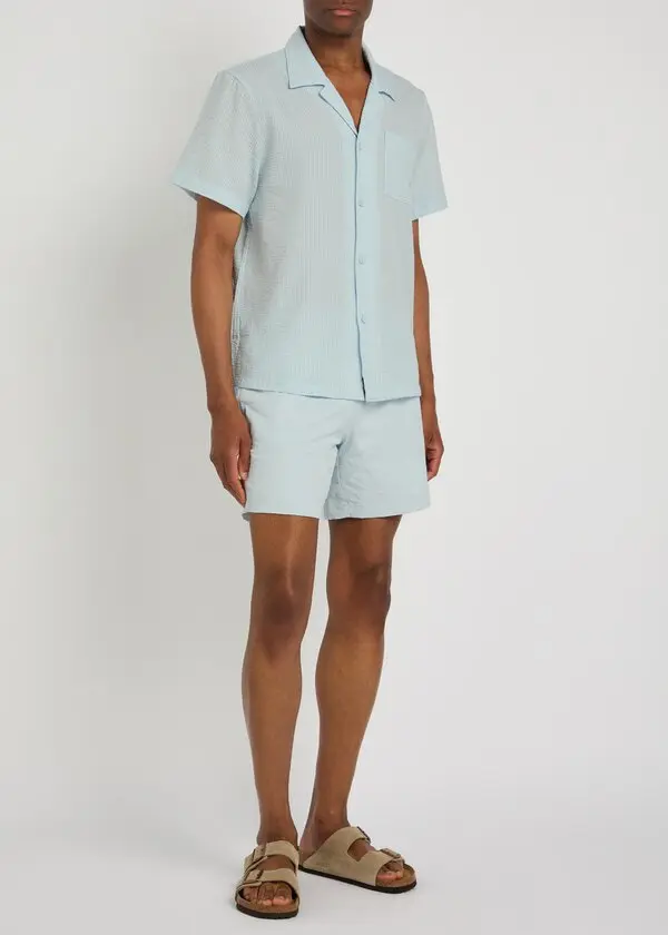 BOSS Stretch-seersucker Swim Shorts