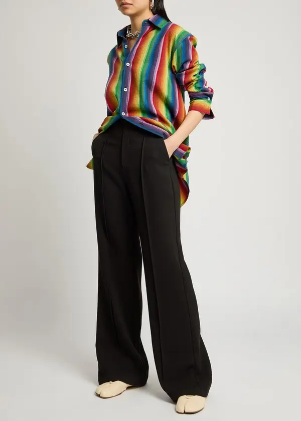 MARRAKSHI Jacquard Cotton Shirt With Striped Pattern