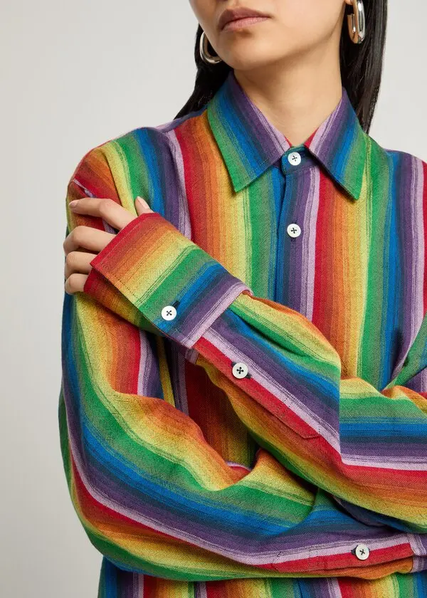 MARRAKSHI Jacquard Cotton Shirt With Striped Pattern